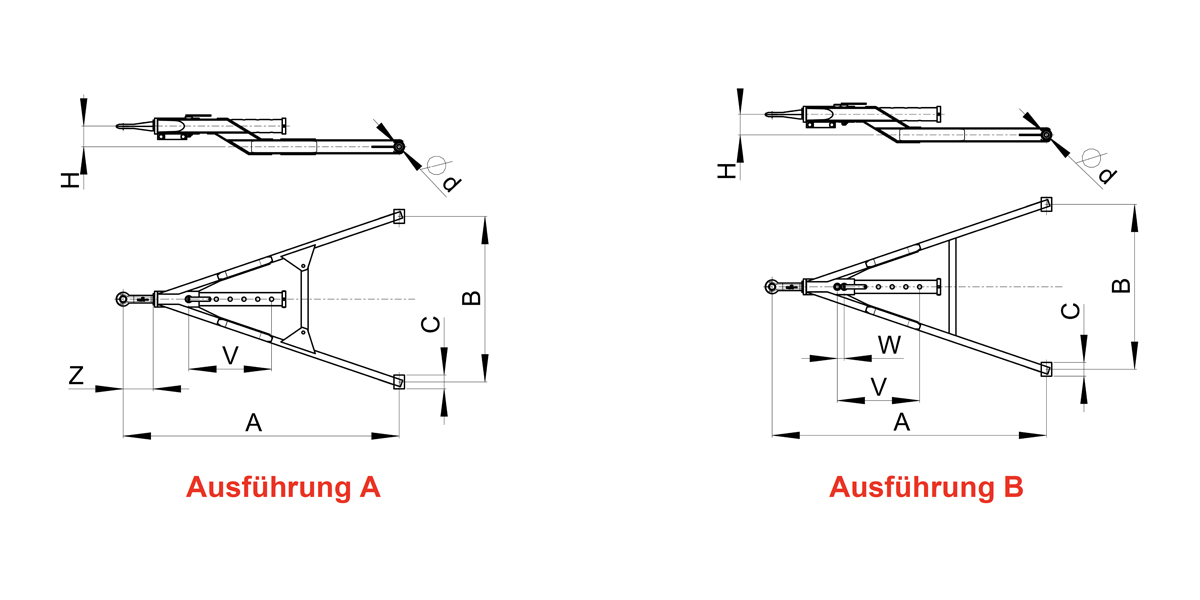 Zuggabel stufenweise verstellbar gekroepft - Bachmayr Metallverarbeitung